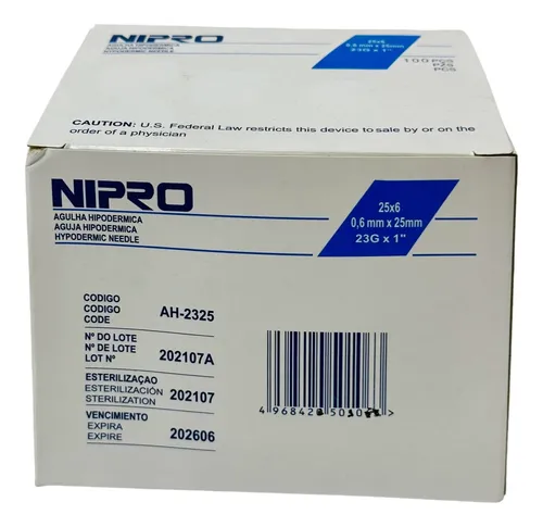 Aguja Hipodermica 23g X 1 Nipro Caja/100 Pzs | Meses sin interés