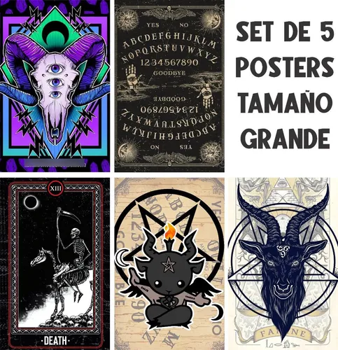 Poster Set 5 Baphomet Ouija Satanas Witch Tarot | Meses sin interés