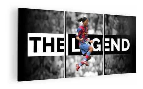 Cuadro Decorativo Mural Triptico Ronaldinho 90x42 Mdf Cuotas Sin Interés
