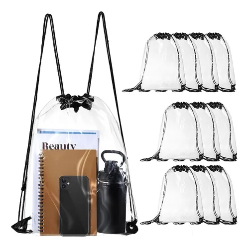 10 Pcs Bolsa Morral Transparente De Pvc Impermeable 42x31cm | Cuotas sin interés