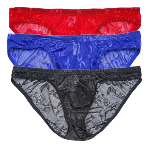 Ropa Interior De Hombre De Encaje 3 Piezas Ronomen Bikinis Meses Sin