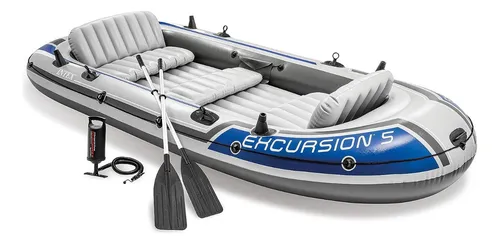 Barco Bote Inflável Excursion 5 - 600kg Remos E Bomba Intex ... Barco Bote Inflável Excursion 5 - 600kg Remos E Bomba Intex ...