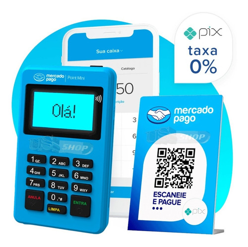 Maquininha Cartões Mercado Pago Point Mini Nfc + Kit Qr Code | USHOPP Maquininha Cartões Mercado Pago Point Mini Nfc + Kit Qr Code | USHOPP