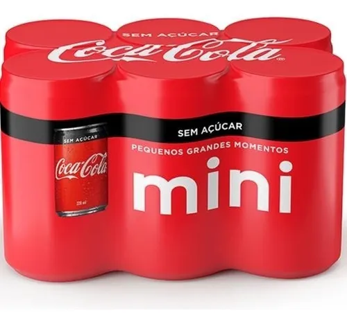 Pack Refrigerante sem Açúcar Coca-Cola Mini Lata 6 Unidades 220ml Cada Pack Refrigerante sem Açúcar Coca-Cola Mini Lata 6 Unidades 220ml Cada