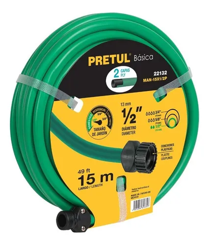 Manguera 2 Capas Para Agua 1/2'x 15m 22132 Color Verde | MercadoLibre