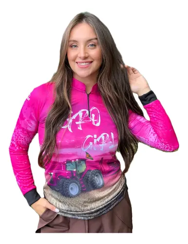 Camisa Agro Girl Feminina Rosa C/ Proteção Solar New Fisher ...