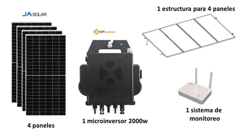 Kit 4 Paneles Solares Interconexion Cfe 2000w Ja Solar / Aps Kit 4 Paneles Solares Interconexion Cfe 2000w Ja Solar / Aps