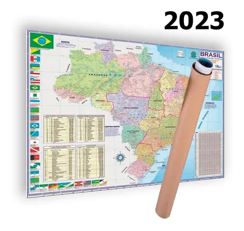 Mapa Brasil Politico Rodoviário 120 X 90 Cm Enrolado Atual Mercadolivre