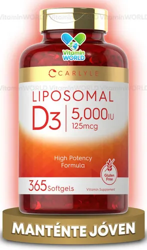 Carlyle Vitamina Liposomal D3 5000 Iu 365 Cápsulas Blandas Sabor Sin Sabor | MercadoLibre
