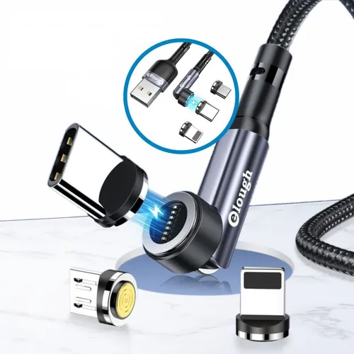 Cable de carga magnético 3x1 Micro USB Lightning Usbc Elough de 1 m ... Cable de carga magnético 3x1 Micro USB Lightning Usbc Elough de 1 m ...
