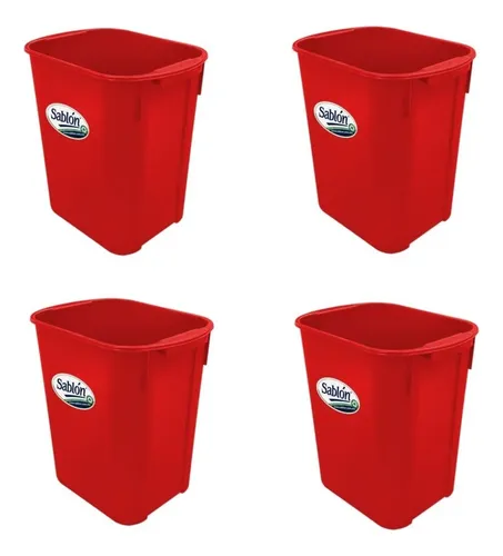 4 Pack Bote De Basura Rectangular 20 L Color Rojo | Envío gratis