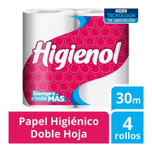 Papel Higiénico Higienol Doble Hoja 30 M Paquete De 4 Rollos Tenashop01
