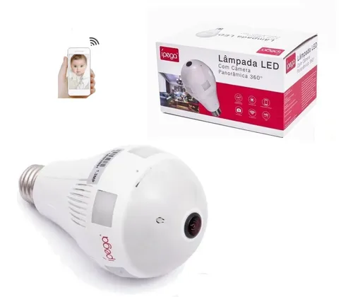 Camera Ip Seguraca Lampada Vr 360 Panoramica C/visão Noturna | Frete grátis Camera Ip Seguraca Lampada Vr 360 Panoramica C/visão Noturna | Frete grátis