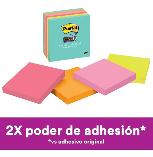 Post It Notas Adhesivas Super Sticky Miami De 3 M Pacote Com 6 Peças