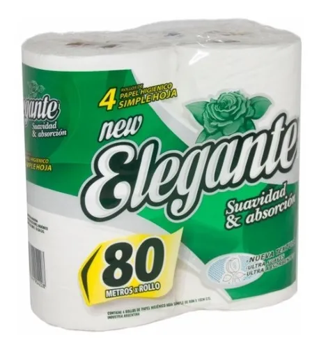 Papel Higiénico Elegante Hoja Simple X 80 Rollos De 80 Mts En Venta En
