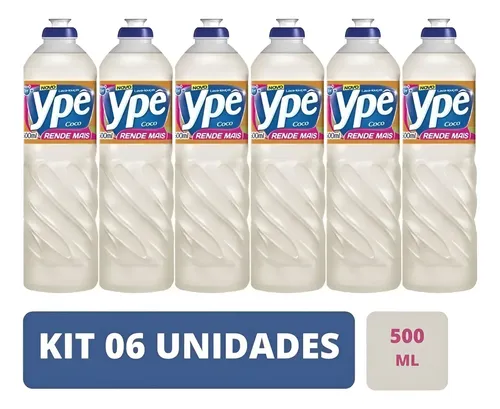 Detergente Ypê Coco 500ml Líquido Para Lava Louças Pack 6un | MercadoLivre