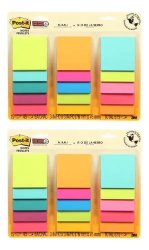Notas Adhesivas Post It 3m Miami Río De Janeiro 30 Piezas
