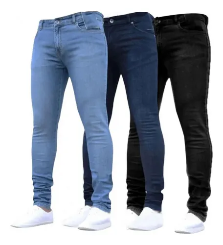 Kit 3 Calça Masculina Jeans Elastano Slim Fit Lycra Frete Grátis