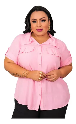 Camisa Plus Size Social Feminina Viscose Várias Cores 48 54 Mercadolivre