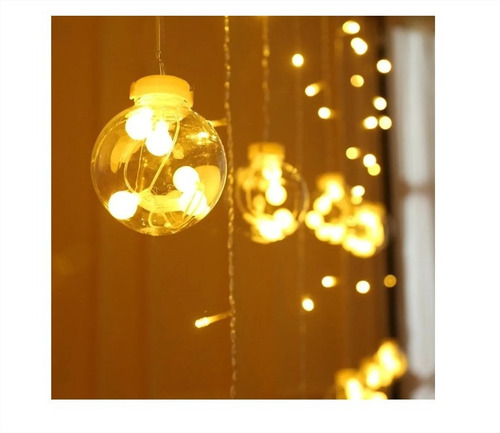 Cascada Esfera Luz Led 3 Mts Luces Navidad Guirnalda Cuotas Sin Interés