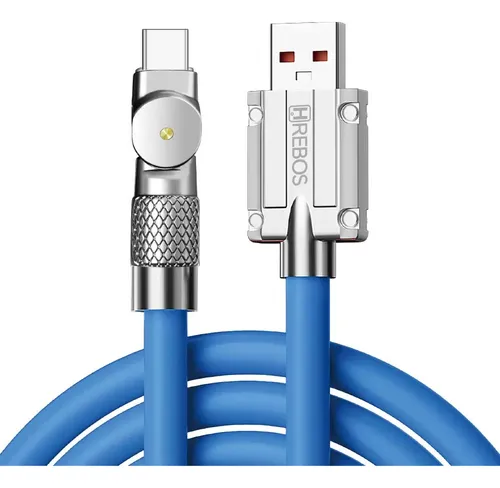 Cargador USB Turbo tipo C y cable de datos de 1 m reforzado, color azul ... Cargador USB Turbo tipo C y cable de datos de 1 m reforzado, color azul ...