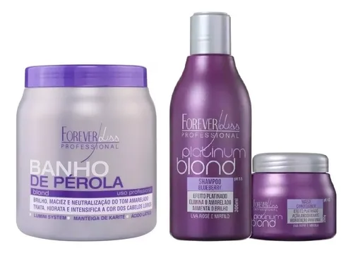 Forever Liss Banho Pérola 1kg Kit Platinum Blond Matizador