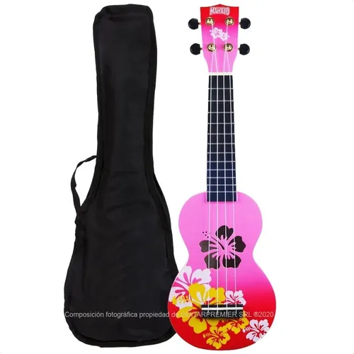 Ukelele Soprano Diseño Mahalo + Funda + Pua Hibiscus Rosa Ukelele Soprano Diseño Mahalo + Funda + Pua Hibiscus Rosa