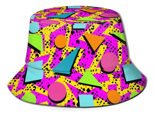 Vintage 80s Memphis Bucket Hats Fashion Sun Cap Packable Hat | MercadoLibre