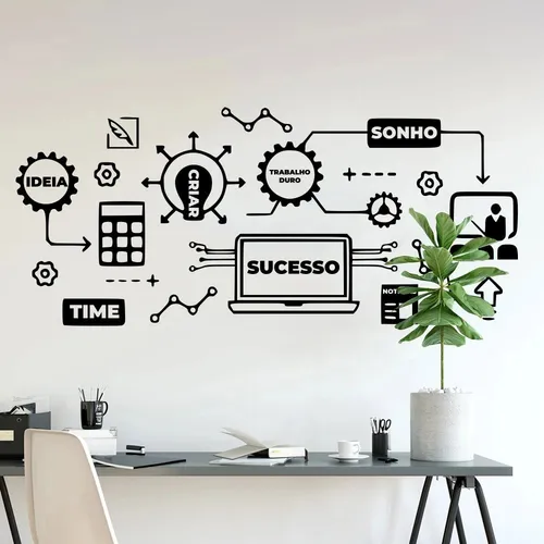 Adesivo De Parede Decorativo Escritório Sucesso Trabalho | Parcelamento ... Adesivo De Parede Decorativo Escritório Sucesso Trabalho | Parcelamento ...