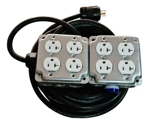 Multicontacto Uso Rudo 8 Tomas 20a 2 Metros 3x10 Ind Voltaje