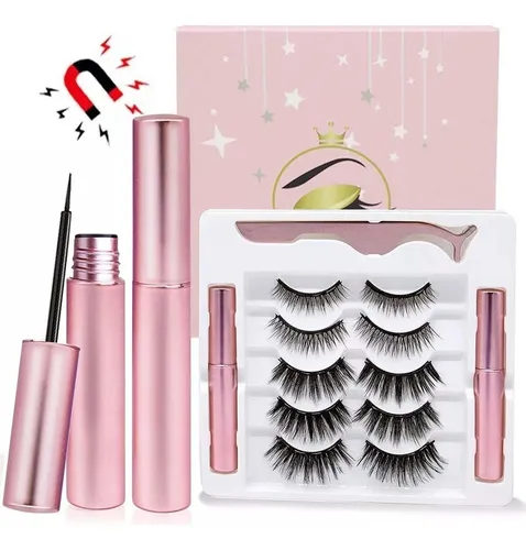 Kit De Pestañas Postizas 3d Magnéticas Con Delineador Ojos Envío Gratis