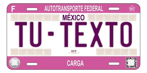 Placas Para Auto Personalizadas Auto Transporte Federal | Meses sin interés