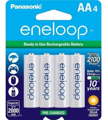 Pilas Recargables Panasonic Eneloop Aa 2000mah Pack X4 Cuotas Sin Interés