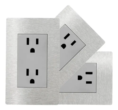 10 Placas De Dos Contactos En Acabado Metal Cepillado