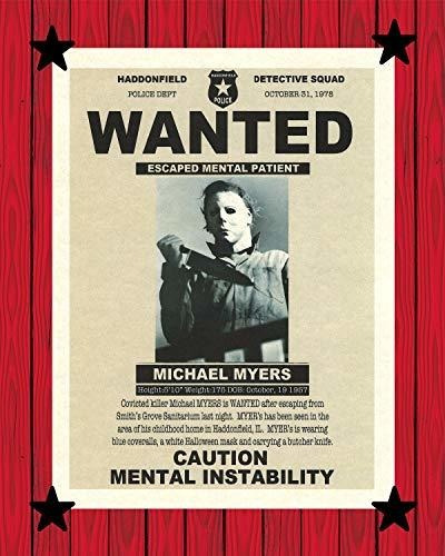 Pósteres Halloween Michael Myers Mock Wanted Poster Haddon Envío Gratis