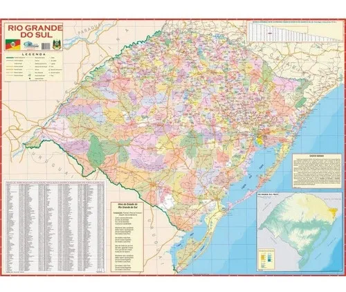 Mapa Rio Grande Do Sul Politico Rodoviário 120 X 90 Cm Atual Mercadolivre