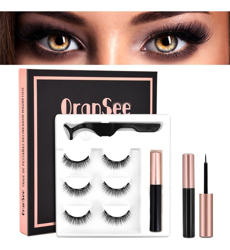 Kit De Pestañas Postizas 3d Magnéticas And Delineador De Ojos Meses Sin