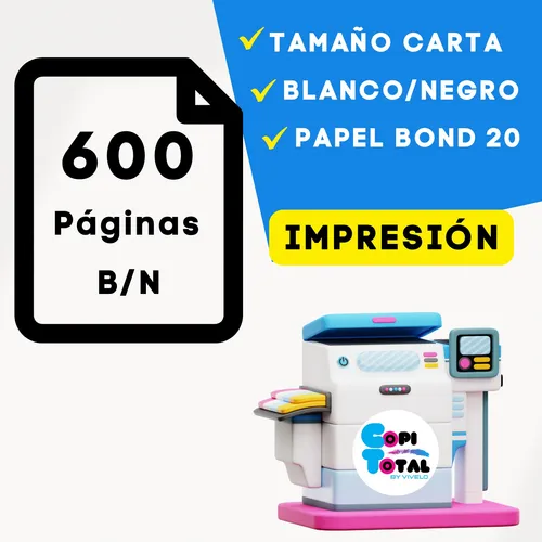 600 Impresiones, Copias. Blanco Y Negro. Tamaño Carta | MercadoLibre 600 Impresiones, Copias. Blanco Y Negro. Tamaño Carta | MercadoLibre