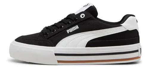 Tenis Puma Court Classic Vulc Fs Negro Y Blanco Para Junior | Envío gratis