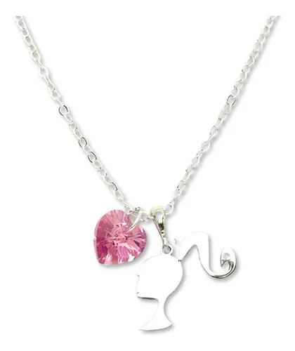 Dije De Silueta De Barbie Plata Con Cadena Y Corazón Sw925 Meses Sin Interés