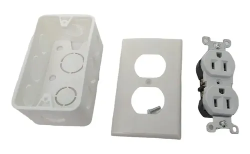 Tomacorriente Doble Blanco C/tapa Y Cajetin Plast (10 Und) | MercadoLibre