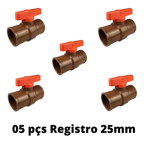Kit 05 Pçs Registro De Esfera Soldavel Pvc 25mm Kit 05 Pçs Registro De Esfera Soldavel Pvc 25mm