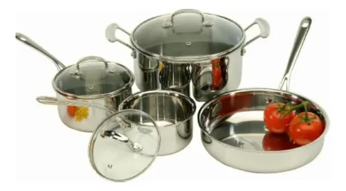 Excelsteel 7 Piece Triply 18/10 Stainless Steel Cookware Set | Meses ... Excelsteel 7 Piece Triply 18/10 Stainless Steel Cookware Set | Meses ...