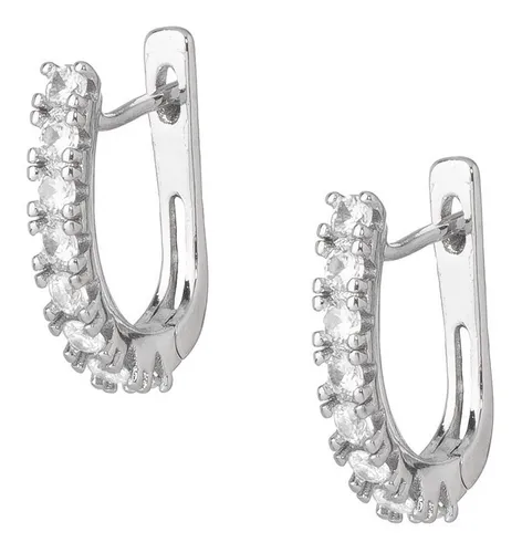 Aretes Tipo Huggie En Baño De Rodio Con Diamonice | Meses sin interés Aretes Tipo Huggie En Baño De Rodio Con Diamonice | Meses sin interés