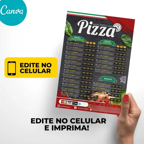 Menu Cardápio Para Pizzaria Edite E Imprima Fácil - Mod: 06 | MercadoLivre Menu Cardápio Para Pizzaria Edite E Imprima Fácil - Mod: 06 | MercadoLivre
