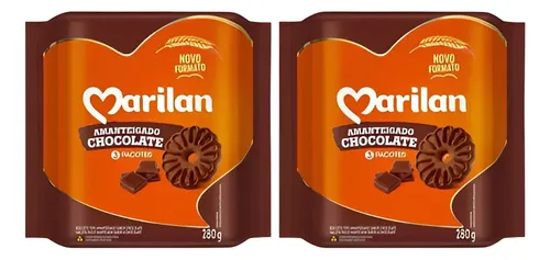 Biscoito Amanteigado Chocolate Marilan Pacote 280g Kit C/2un | MercadoLivre