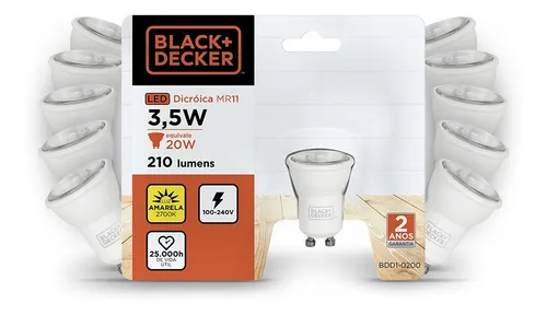 Kit 10 Lampadas Led Mini Dicroica Mr11 Gu10 3 5w 2700k B D