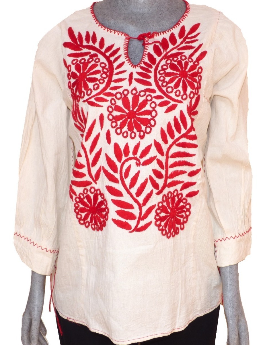 Blusas Bordadas A Mano De Chiapas Rococó Beige Consuelo Mercado Libre