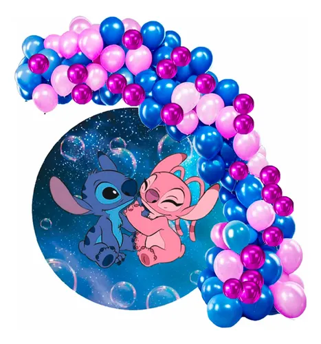 Kit 125 Balões Bexigas Decoração Stitch & Angel Azul E Rosa ...
