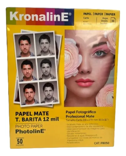 Papel Fotográfico Mate T Barita 12mil, Carta 50hj Kronaline Papel Fotográfico Mate T Barita 12mil, Carta 50hj Kronaline